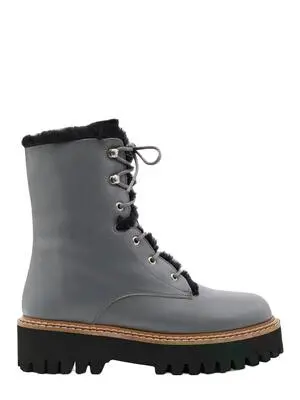 YVES SALOMON Shearling Trim Combat Boots