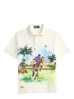 Polo Ralph Lauren Equestrian Print Mesh Polo Shirt - Neutrals