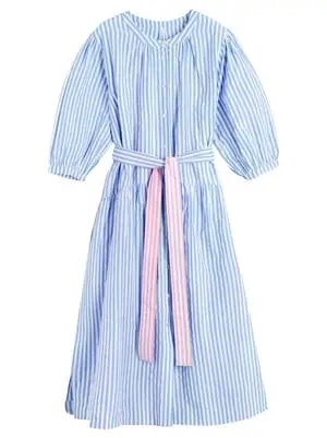 Chinti & Parker Striped Belted Midi Dress - Blue
