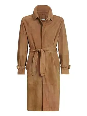 Brunello Cucinelli Suede Belted Coat - Brown