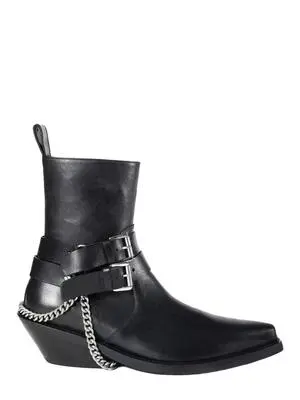 ANN DEMEULEMEESTER Kiril Santiago Buckle Chain Leather Boots - Black
