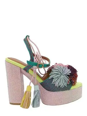 Kurt Geiger Pom-pom Tie Platform Sandals - Green