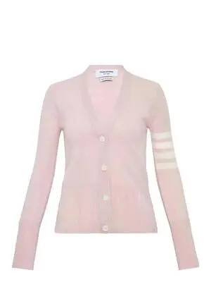 Thom Browne Four-bar V-neck Cardigan - Pink