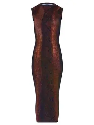 Jean Paul Gaultier Python-printed Midi Dress - Brown