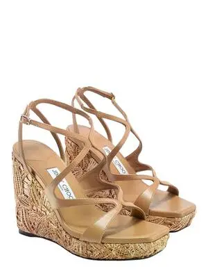 JIMMY CHOO Ayla Wedge Sandals - Brown