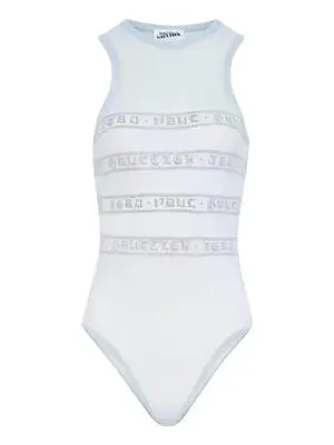 Jean Paul Gaultier Mesh Flocked Bodysuit - Blue