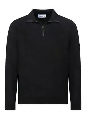 Stone Island Zip Collar Sweater - Black