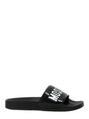 Moschino Embossed Logo-detail Slides - Black