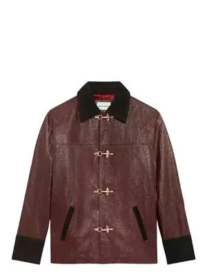 Drole De Monsieur Textured Leather Jacket - Red