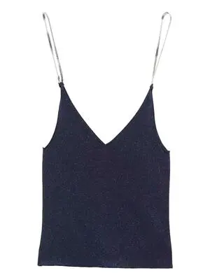 CIRCUS HOTEL V-neck Top With Chain Straps - Blue