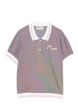 Marni Check Embroidery Polo Top - Pink