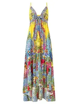 Camilla Sultanahmet Summer Tie Front Midi Dress - Yellow