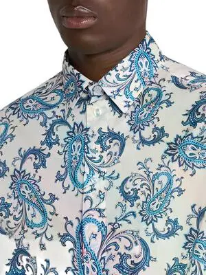Etro Oversized Shirt In Cotton Muslin With Floral Paisley Motif - Neutrals