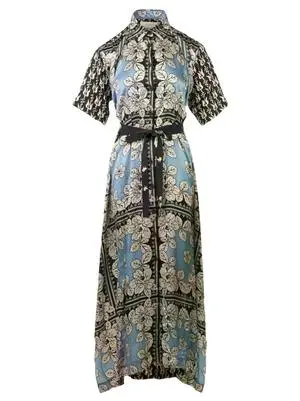 Biyan Printed Shirt Dress - Blue