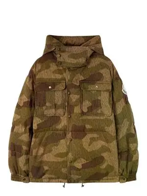 PALM ANGELS X MONCLER Camouflage-print Long Parka Coat - Brown