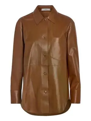 JOSEPH Penna Leather Shirt - Brown