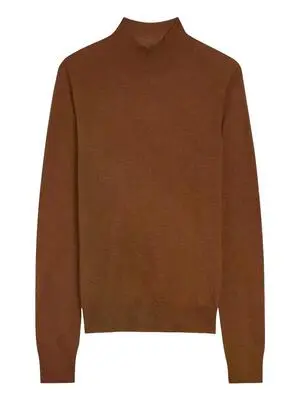 JOSEPH Mock-neck Cashmere Sweater - Brown