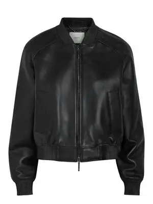 JOSEPH Quinn Leather Bomber Jacket - Black