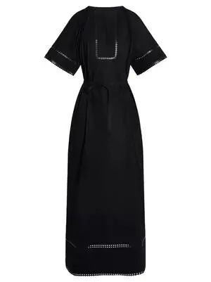 YVES SALOMON Leather-trim Maxi Dress - Black