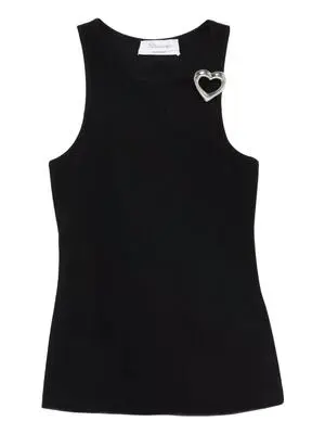 Blumarine Heart-pin Tank Top - Black