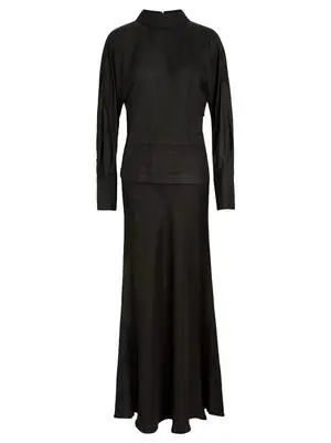 RÓHE Pleated Long-sleeve Maxi Dress - Black