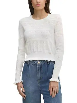 GAUDI Ruffled Hem Sweater - White