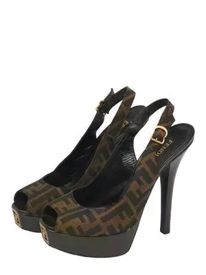 Fendi Zucca-motif Platform Sandals - Brown