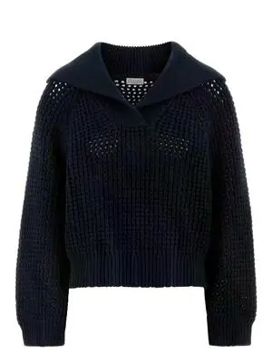 Brunello Cucinelli Open-stitch Sweater - Blue