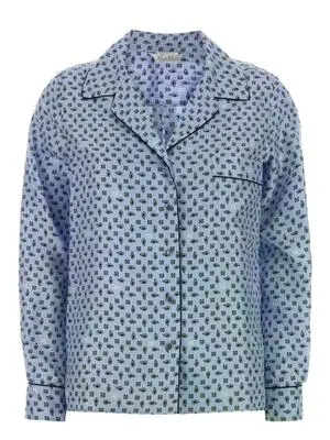 Max Mara Printed Silk Disco Shirt - Blue