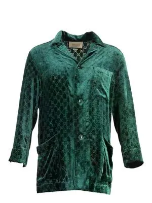 Gucci Velvet Gg Pattern Shirt - Green