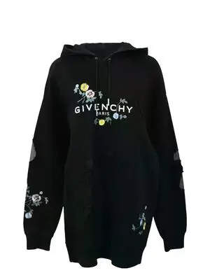 Givenchy Floral Embroidered Logo Hoodie - Black