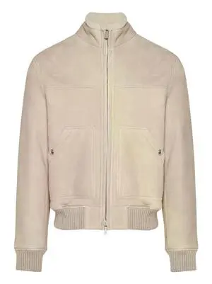 Eleventy Zip Shearling Jacket - Neutrals