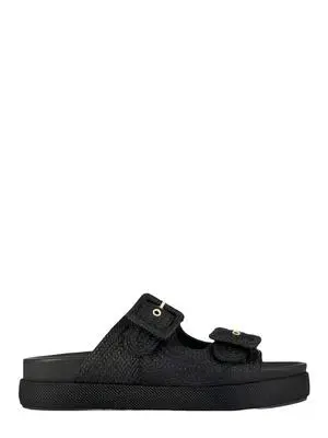 AQUAZZURA Woven Platform Slides - Black