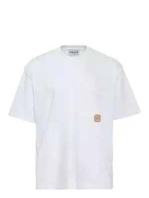 SOLID HOMME Washed Shoulder Trim T-shirt - White