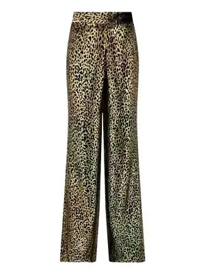 Libertine Animal-print Wide-leg Trousers - Yellow