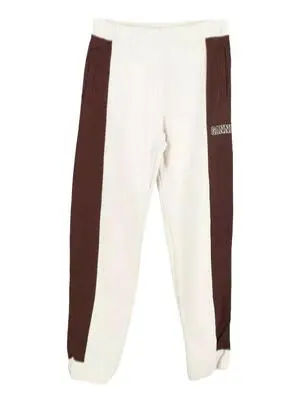 GANNI Striped Embroidery-logo Track Pants - Neutrals
