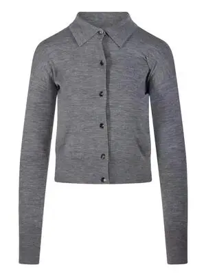 Max Mara Collared Buttoned Cardigan - Grey