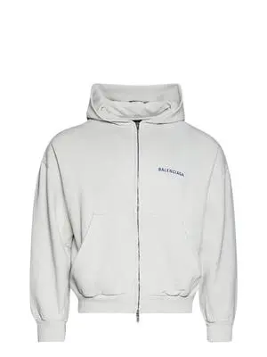 Balenciaga Cotton Zip-up Hoodie - White