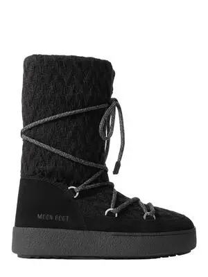 Moon Boot Guest In Residence Ltrack Suede-trimmed Knitted Snow Boots - Black