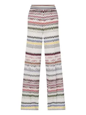 Missoni Striped Crochet-knit Wide-leg Pants - White