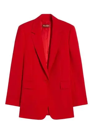 Max Mara Single-breasted Stretch Wool Blazer - Red