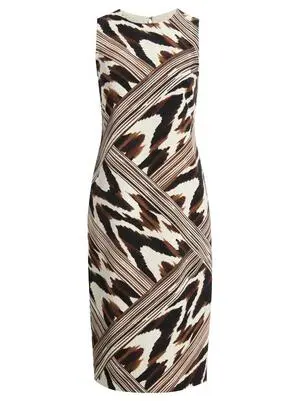 Anne Klein Printed Sleeveless Midi Dress - Ivory Shell Multi