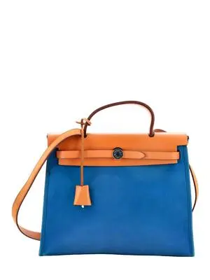 HERMES Herbag Zip Leather And Toile 31 - Bleu Izmir