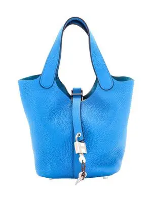 HERMES Picotin Lock Bag Clemence Pm - Bleu Zanzibar