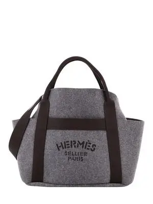 HERMES Sac De Pansage Groom Handbag Felt - Gris Clair