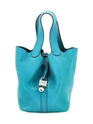 HERMES Picotin Lock Bag Clemence Pm - Bleu Paon