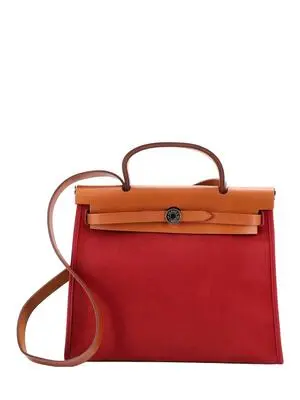 Hermès Herbag Zip Leather And Toile 31 Red
