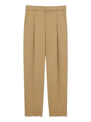 Saint Laurent Wool-mohair Slim-fit Trousers - Beige
