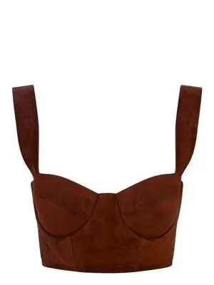 Ermanno Scervino Suede Bustier Top - Brown