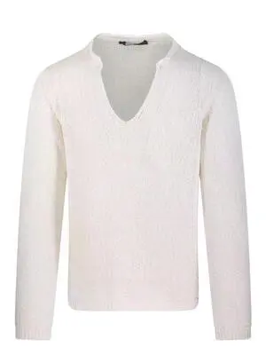 FABRIZIO DEL CARLO V-neck Long Sleeve Sweater - Neutrals